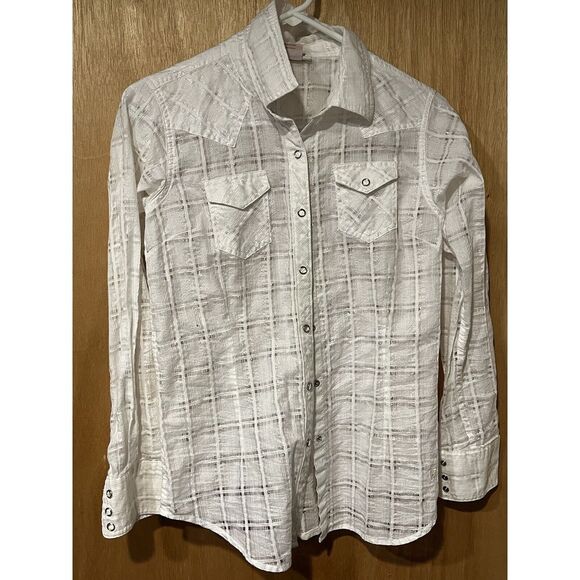 Ariat | Tops | Ariat Sp Womens White Glass Like Pearl Snap See Through ...